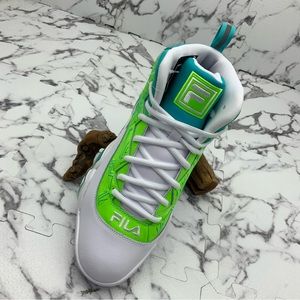 Fila | Shoes | Mens Fila Mb White Lime Green Teal Midtop Sneakers ...